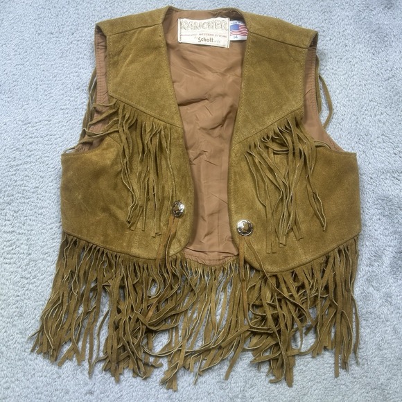 Schott | Jackets & Coats | Vintage Schott Vest Womens 4 Brown Suede ...